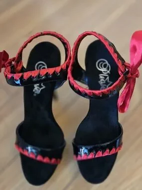 Pleaser | Shoes | Pleaser Black Patent Platform Heels With Red Ribbon ...